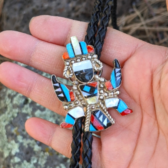 Accessories | Vintage Zuni Bolo Tie Turquoise With Sterling Silver Onyx ...